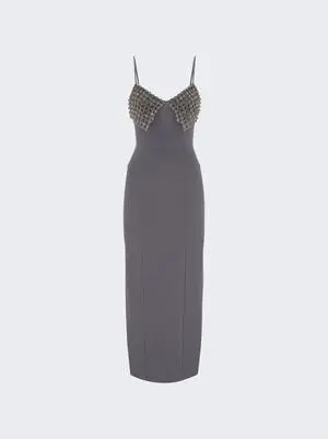 Attico Embellished Midi Dress - Grey
