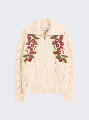 Valentino Garavani Embroidered Zip-up Sweater