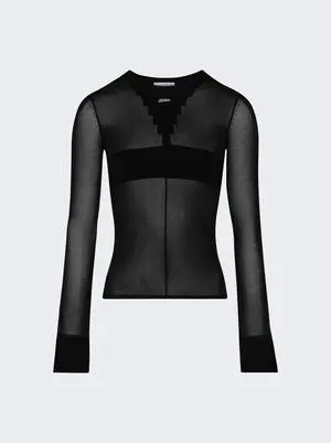 JEAN PAUL GAULTIER Sheer Knitted Pullover - Black