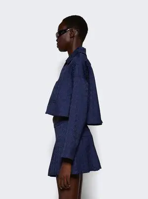 MARINE SERRE Moon Diamond Jacquard Tailoring Vareuse - Navy