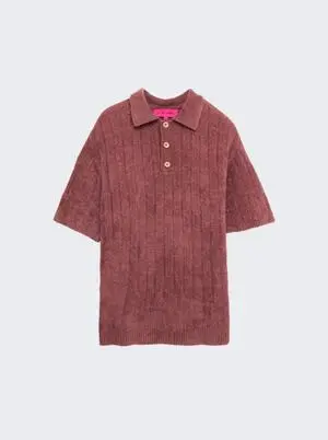 THE ELDER STATESMAN Chenille Rib Polo Shirt - Napa