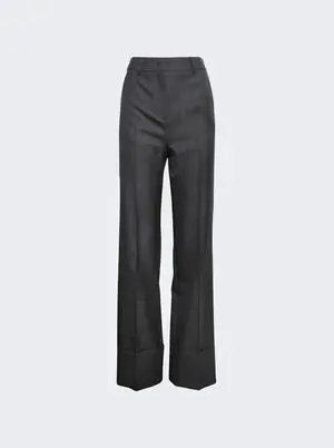 Valentino Garavani Virgin Wool Wide Leg Trousers - Grey Melange