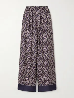 Faithfull The Brand Jensen Printed Satin Wide-leg Pants - Blue