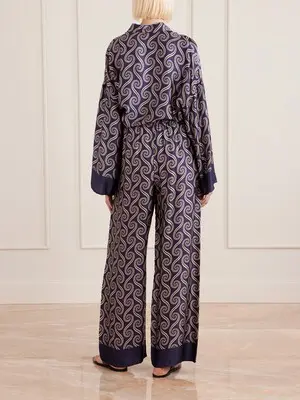 Faithfull The Brand Jensen Printed Satin Wide-leg Pants - Blue