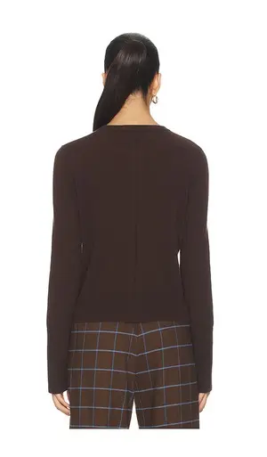 LA LIGNE Solid Lean Lines Cashmere Cardigan - Chocolate