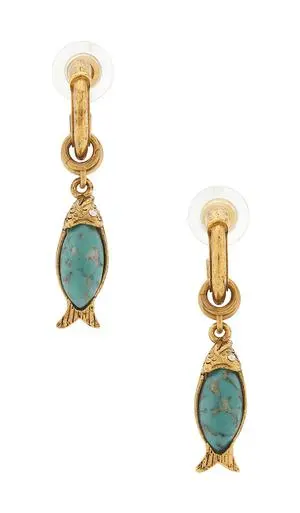 ELIZABETH COLE Turiel Gemstone Fish Dangle Earrings