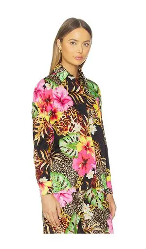 Luli Fama Printed Button-down Blouse