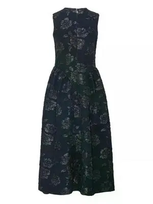ROTATE BY BIRGER CHRISTENSEN Sleeveless Jacquard Midi Dress - Blue