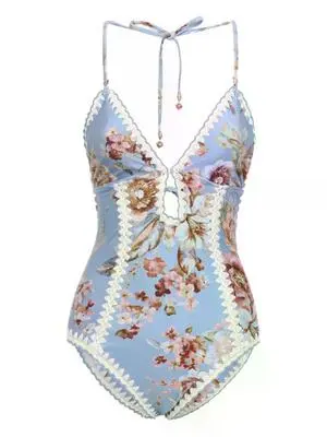 Zimmermann Awaken Floral Swimsuit - Blue