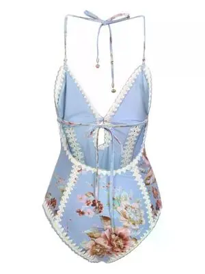 Zimmermann Awaken Floral Swimsuit - Blue