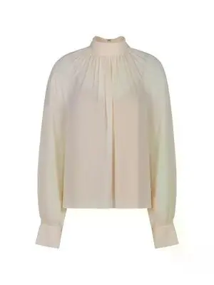 Vince Turtleneck Draped Blouse - Neutrals