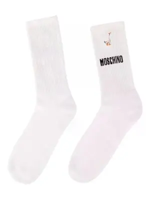 Moschino Embroidered Logo Socks - White
