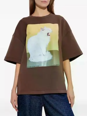 Munthe Graphic-print Cotton T-shirt - Brown