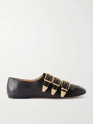 Chloé Susan Studded Buckled Leather Flats