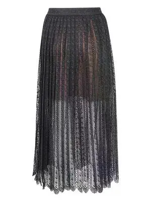 SELF-PORTRAIT Lace Pleated Midi Skirt