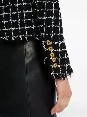 Balmain Frayed Tweed Jacket - Black