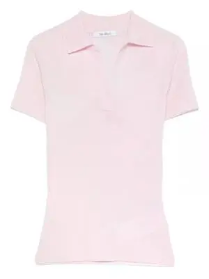 Max Mara Collared Ribbed Top - Pink