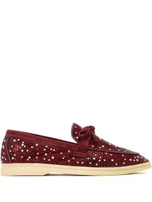 NICOLI Aurelia Bow-embellished Loafers - Red