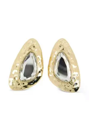 SELF-PORTRAIT Crystal-embellished Hammered Earrings - Gold