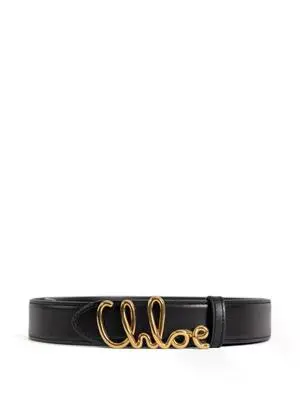 Chloé Logo Buckle Leather Belt - Black