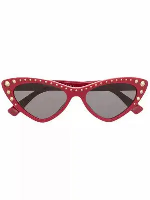 Moschino Heart-shape Frame Studded Sunglasses - Red