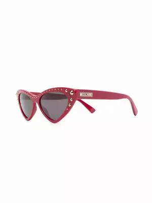 Moschino Heart-shape Frame Studded Sunglasses