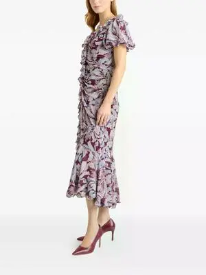 Cinq À Sept Ruffled Tulip Midi Dress - Purple