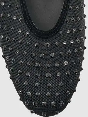 REISS Dina Mesh Embellished Ballet Flats - Black