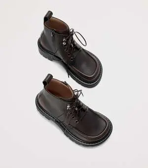 Loewe Sierra Calfskin Combat Boots - Brown
