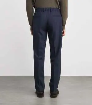 Herno Stretch Virgin Wool Trousers - Navy