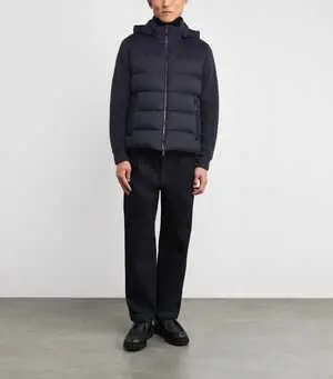 MOORER Wool-cashmere-blend Hybrid Puffer Jacket - Grey