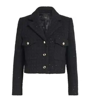 Maje Sequined Tweed Cropped Jacket