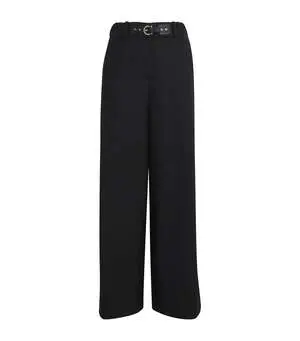 Maje Belted Wide-leg Trousers