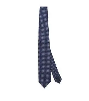 Corneliani Silk Micro Madras Pattern Neck Tie - Blue