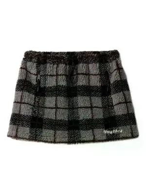 Miu Miu Checked Mini Skirt - Grey