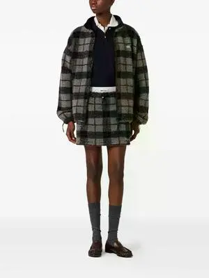 Miu Miu Checked Mini Skirt - Grey