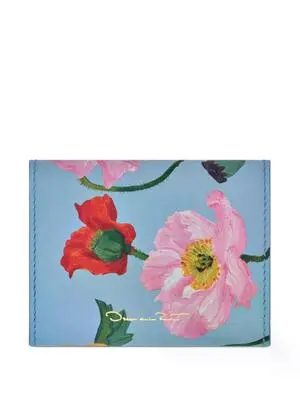 Oscar De La Renta Poppy-printed Trifold Wallet - Blue