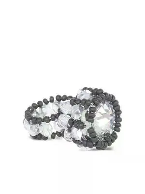 MARIA CALDERARA Beaded Crystal Ring - Silver