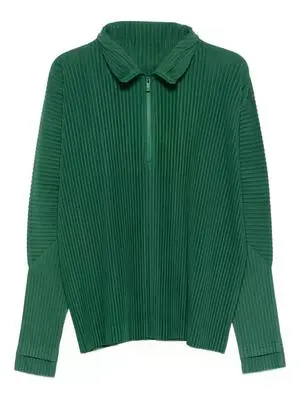 Issey Miyake Pleated Half-zip Top - Green