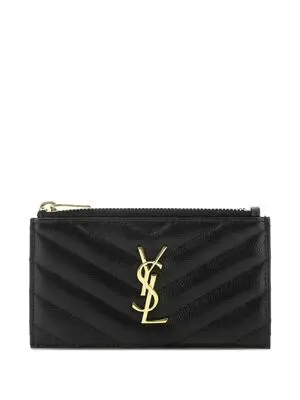 Saint Laurent Cassandre Zip Card Case - Black