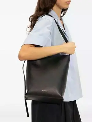 JIL SANDER Leather Strap Shoulder Bag - Black