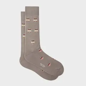 Paul Smith Striped Polka Dot Crew Socks - Grey