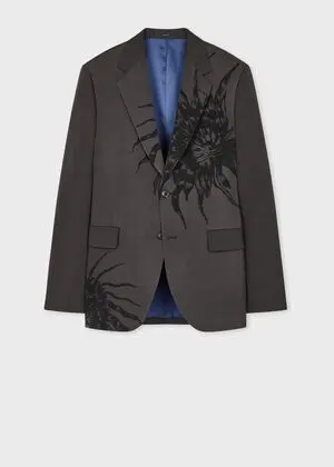 Paul Smith Charcoal 'thistleberry' Print Wool Blazer