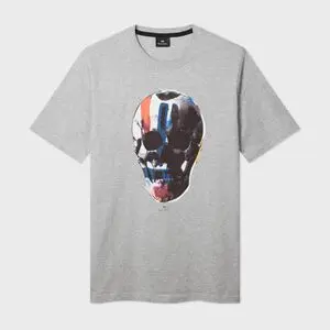 Paul Smith 'red Blue Skull' Print T-shirt - Grey