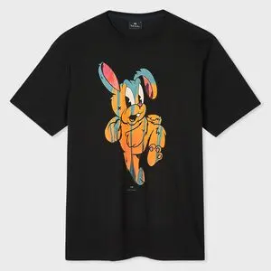 Paul Smith Organic Cotton 'painted Rabbit' T-shirt - Black
