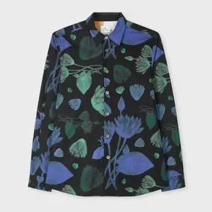 Paul Smith Navy 'half Tone Floral' Cotton Shirt