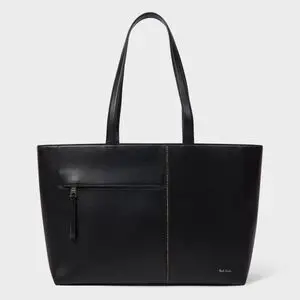 Paul Smith Leather Tote Bag With Signature Stripe Trim