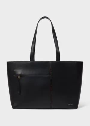 Paul Smith Leather Tote Bag With Signature Stripe Trim