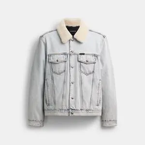 COACH Denim Trucker Jacket With Shearling Collar