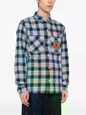 ICECREAM Mascot-embroidered Checked Shirt